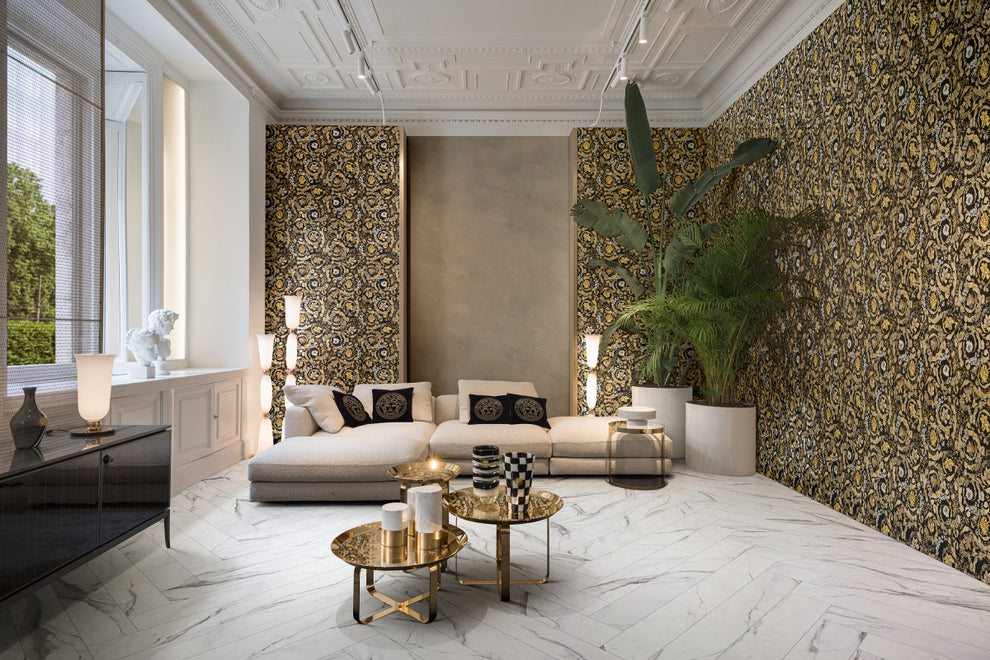 Versace Manifesto Barocco Garden Black Iconic Look Porcelain Tile ...
