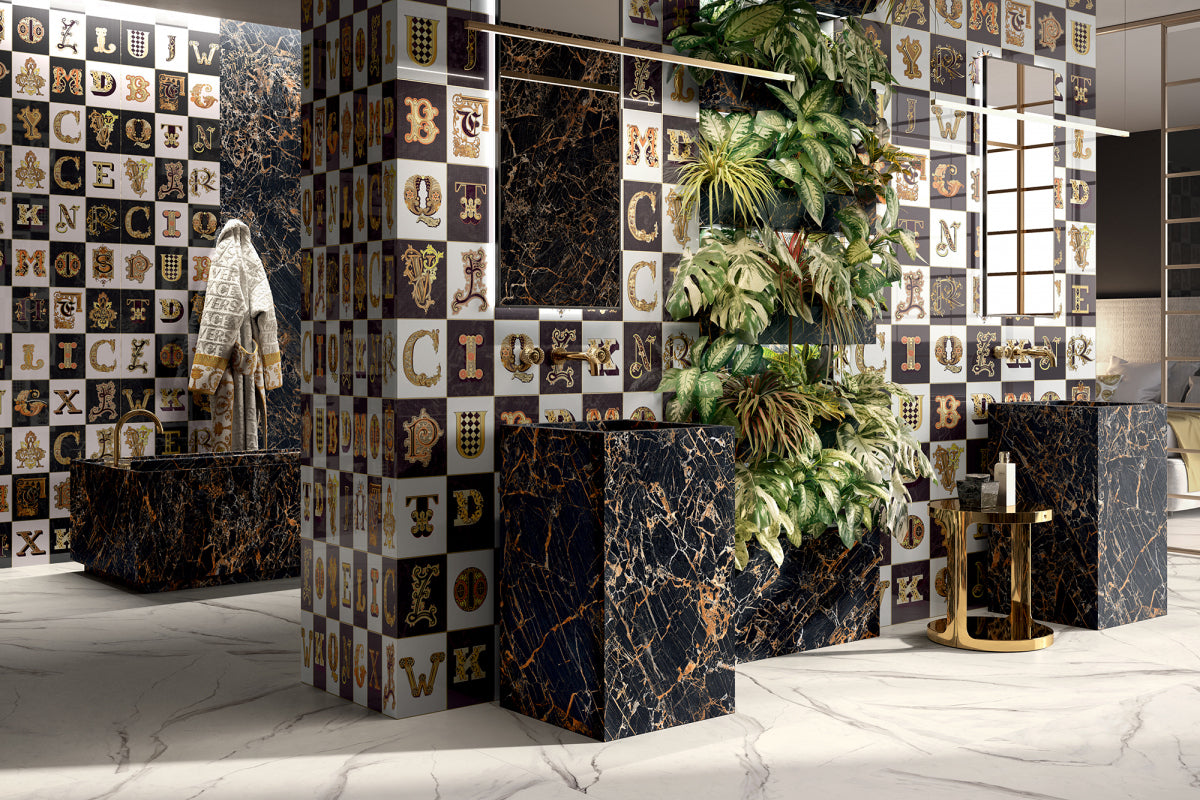 Versace Manifesto Lettering Iconic Look Porcelain Tile – Tiles For Design