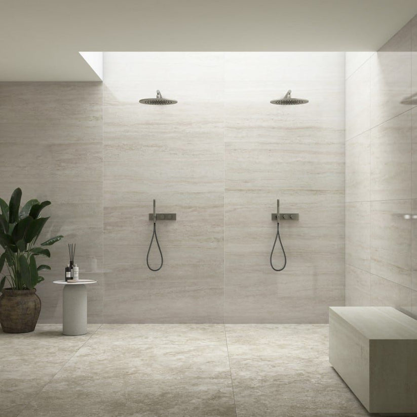 Travertino Greige Stone Look Porcelain Tile – Tiles For Design